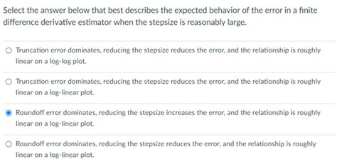 Solved Select The Answer Below That Best Describes The