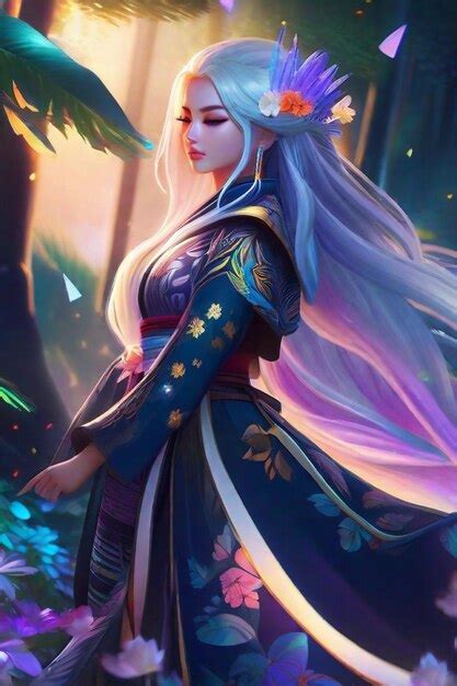 premium ai image enigmatic elf dynamic pose of a whitehaired beauty