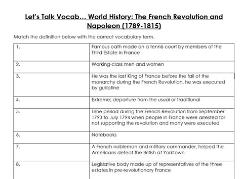 World History The French Revolution Esl Worksheet By Nina Duarte