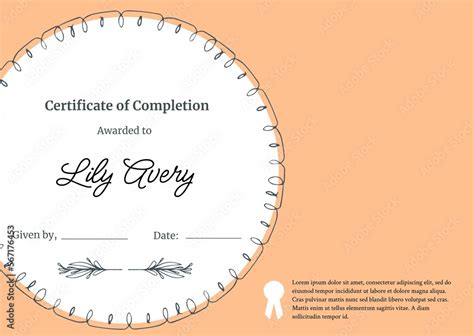 Illustration Of Circular Pattern With Certificate Of Completion Awarded