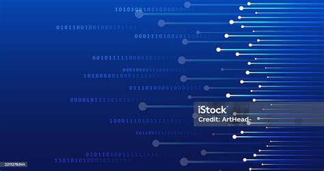 Abstract Digital Background With Binary Code And Connected Dots On A Blue Gradient Concept Of