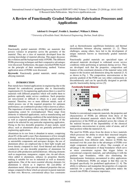 Pdf A Review Of Functionally Graded Materials Fabrication Processes And Applications