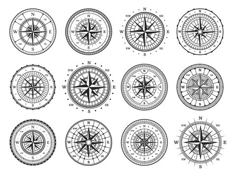 Old Compass Vintage Map Wind Rose Directions 14636396 Vector Art At