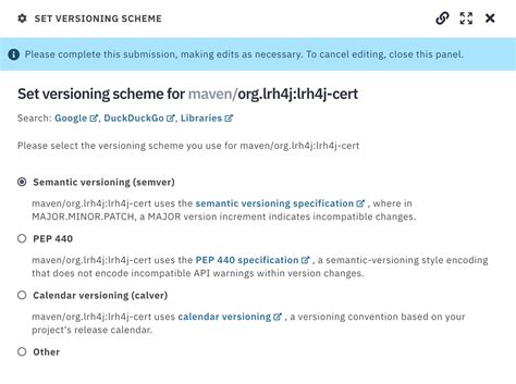Set Versioning Scheme Tidelift