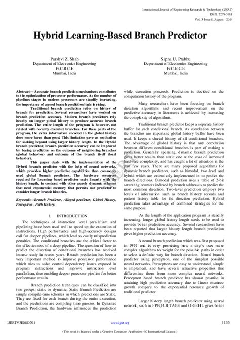 pdf ijert hybrid learning based branch predictor