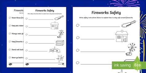 Fireworks Safety Poster Writing Worksheet Worksheet