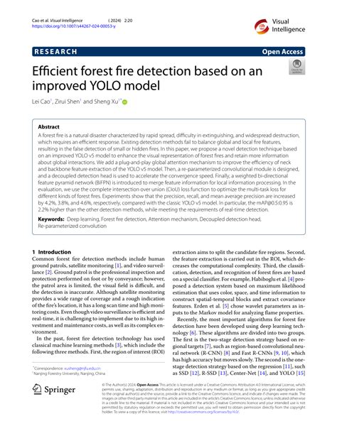 Pdf Efficient Forest Fire Detection Based On An Improved Yolo Model
