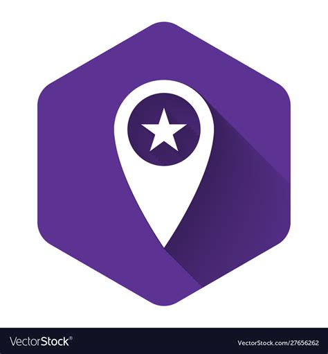 White Map Pointer With Star Icon Isolated Vector Image