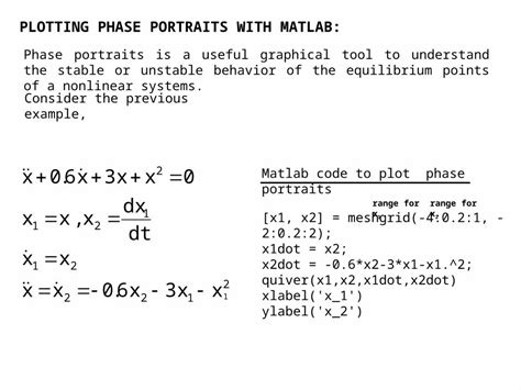 PPT PLOTTING PHASE PORTRAITS WITH MATLAB Phase Portraits Is A Useful