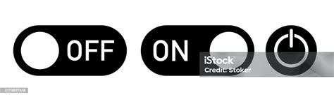 켜기 끄기 아이콘을 클릭합니다 스위치 버튼을 클릭합니다 흑백 색상 웹 및 앱 Ui 디자인을 위한 단추입니다 스위치 전원 기호 그래픽 사용자 인터페이스에 대한 스톡 벡터 아트