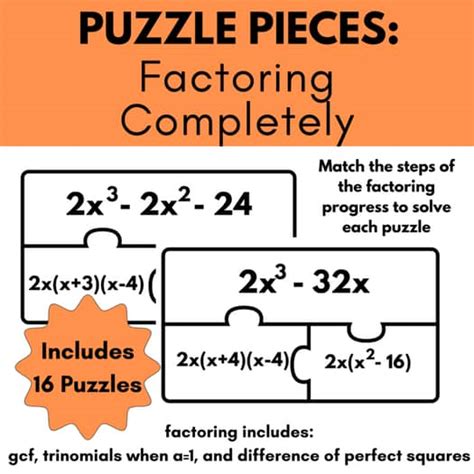 Factoring Polynomial Puzzle Match Algebra 1 Regents Practice By Msgreenmath