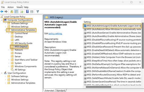 Ensure Mss Autoadminlogon Enable Automatic Logon Is Set To