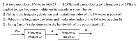 1a Tone Modulated Fm Wave With F 10khz And A Modulating Tone Frequency Of5khz Is Applied To Two