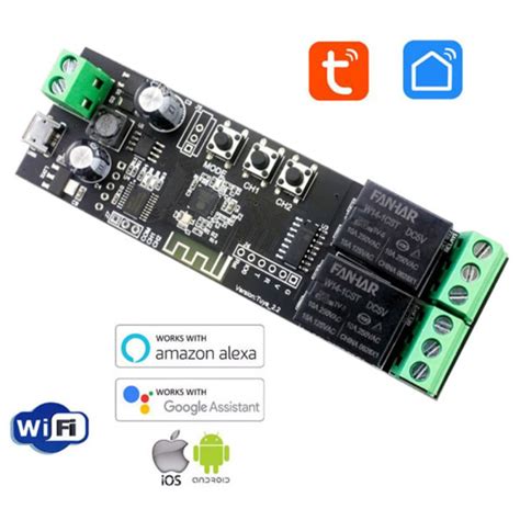 Wi Fi Switch 2 Relays With Alexa And Google Compatible Tuya App