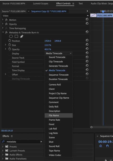 Discuss New Metadata And Timecode Burn In Effect Adobe Community