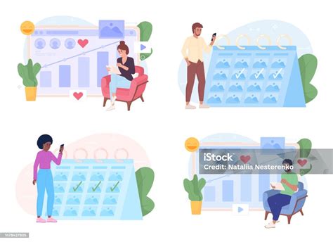 브랜드 계획 플랫 컨셉 벡터 스팟 일러스트 세트를 분석하는 소셜 미디어 보고서 2차 도형에 대한 스톡 벡터 아트 및 기타 이미지 2차 도형 개념 개발 Istock