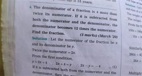 4 the denominator of a fraction is 4 more than twice its numerator if 6