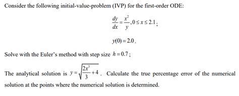 Solved Consider The Following Initial Value Problem Ivp