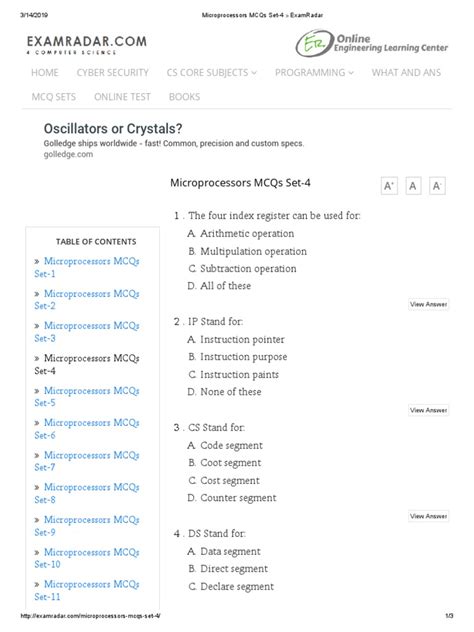 Microprocessors Mcqs Set 4 Examradar Pdf Pdf Multiple Choice