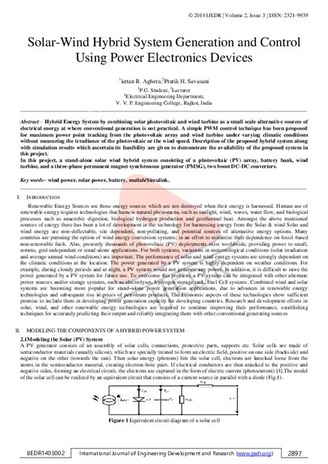 Pdf Solar Wind Hybrid System Generation And Control Using Power Electronics Devices
