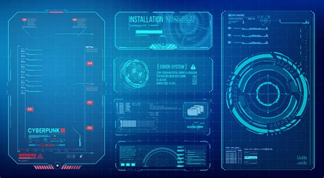 Hud Ui Gui 미래 지향적 인 사용자 인터페이스 화면 요소를 설정 합니다 비디오 게임을 위한 하이테크 스크린 공상 과학