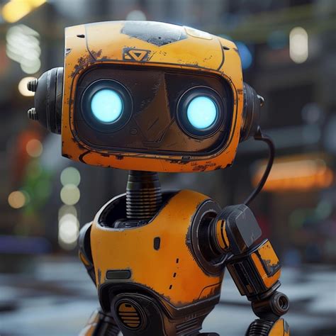 Small Cute Robot Cartoon Character Premium Ai Generated Image