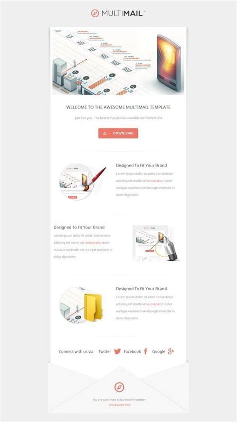 Responsive And Editable Mailchimp Newsletter Template Email Template Design Responsive Email