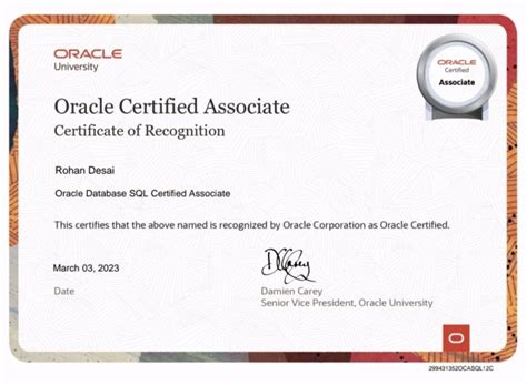 Rohan Desai On Linkedin Oracle Database Oca
