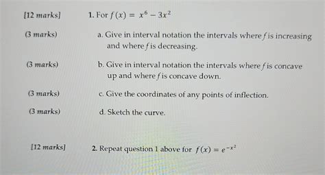 Solved 12 ﻿marks For Fxx6 3x23 ﻿marks3 ﻿marks3