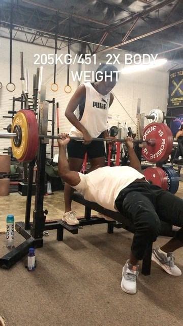 205kg 451 Lbs Bench Press Double Bodyweight Bench Rstrengthtraining