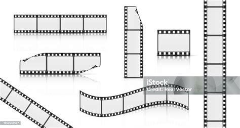 평평한 전면의 필름 테이프 스트립 격리 시네마 컨셉 3d 사실적인 벡터입니다 0명에 대한 스톡 벡터 아트 및 기타 이미지 0명 3차원 형태 가장자리 Istock