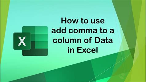 How To Add Comma To A Column Of Data Excel Tutorial Youtube