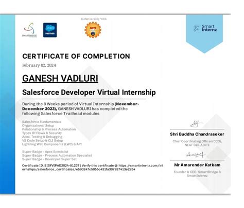 Ganesh Vadluri On Linkedin Salesforce Salesforcecertified Aceplacementcell Smartinternz…