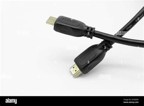 HDMI To HDMI A V Connection Cable Showing The Gold HDMI Connectors And Thick Connector Plug