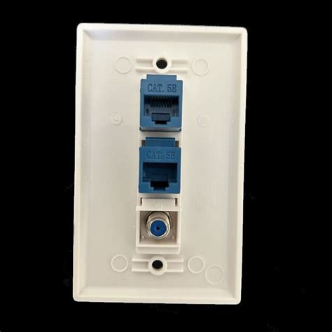 3 Port Ethernet Wall Plate 2 Cat5e F 3g Coax Keystone Network Female To Female Ebay