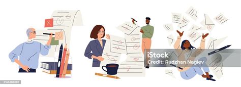 Editors Checking Texts Man And Woman Copywriters Checking Text For Grammatical Errors Correcting