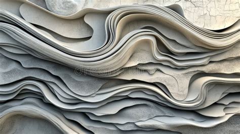 Layered Undulating Forms Are Illustrated In The Abstract Artwork Which Utilizes A Variety Of