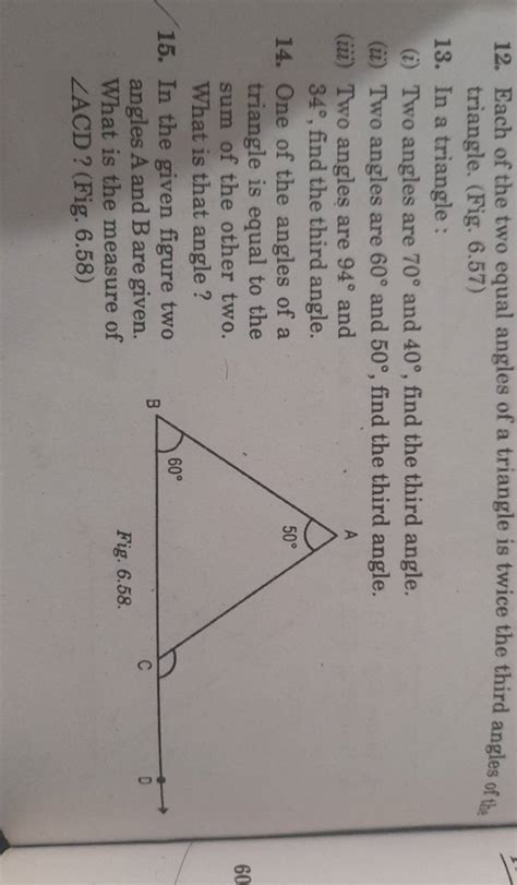 each of the two equal angles of a triangle is twice the third angles of t