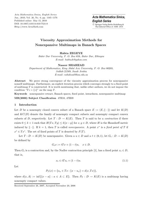 Pdf Viscosity Approximation Methods For Nonexpansive Multimaps In