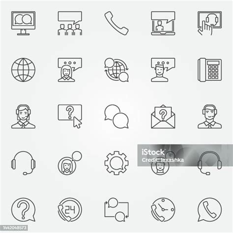 지원 서비스 아이콘을 설정합니다 가는 선 스타일의 벡터 고객 지원 기호 콜 센터에 대한 스톡 벡터 아트 및 기타 이미지 콜 센터 사람들 남자 Istock