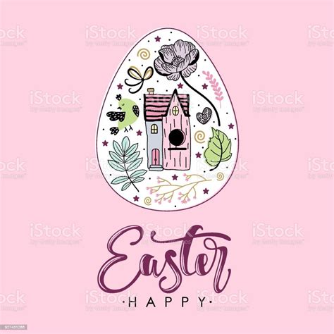 행복 한 부활절 인사말 카드 문구 휴일 포스터를 작성 하는 붓글씨 손으로 타이 포 그래피 디자인입니다 벡터 일러스트입니다 계절에 대한 스톡 벡터 아트 및 기타 이미지