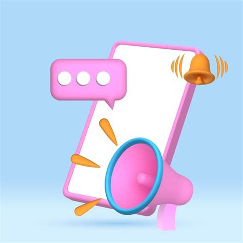 Premium Vector 3d Phone With Megaphone Loudspeaker And Speech Bubble Bell Notification Icon