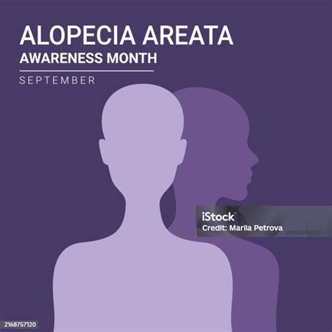 9월 원형 탈모증 인식의 달 대머리 여성 실루엣 벡터 일러스트 레이 션 사회 인식 기호에 대한 스톡 벡터 아트 및 기타 이미지 사회 인식 기호 탈모 9월 Istock