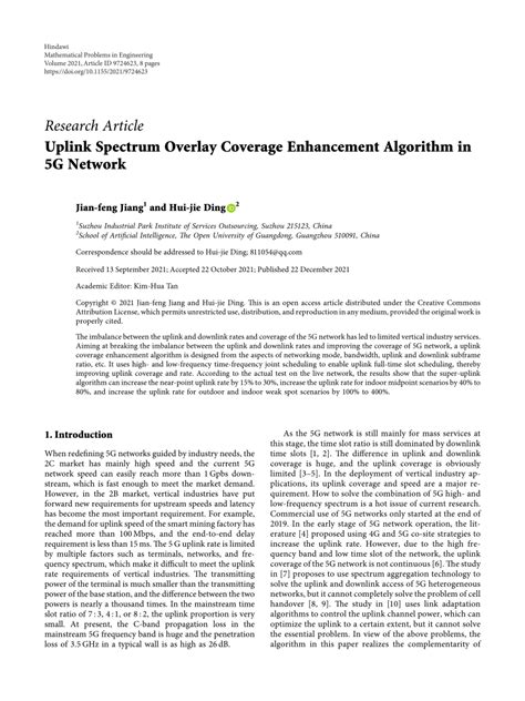 Pdf Uplink Spectrum Overlay Coverage Enhancement Algorithm In 5g Network