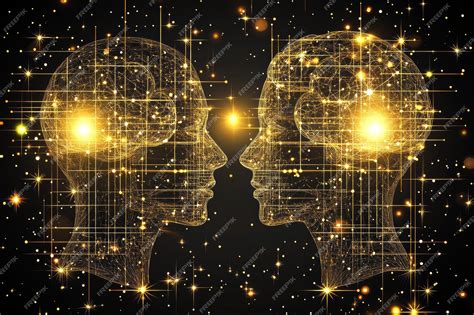 Digital Art Featuring Two Human Faces With Glowing Interconnected Neural Networks Illustrating