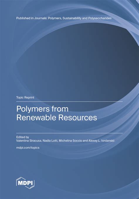 Polymers From Renewable Resources Mdpi Books