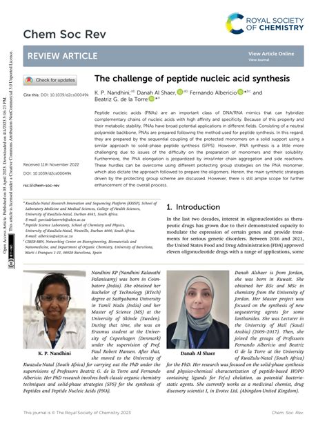 Pdf The Challenge Of Peptide Nucleic Acid Synthesis
