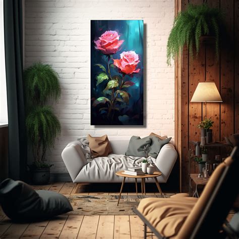 Cuadro De Tela Con Dibujo De Dos Rosas Rosadas Decocuadros