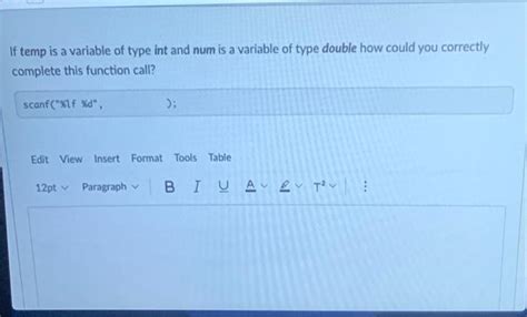 Solved If Temp Is A Variable Of Type Int And Num Is A