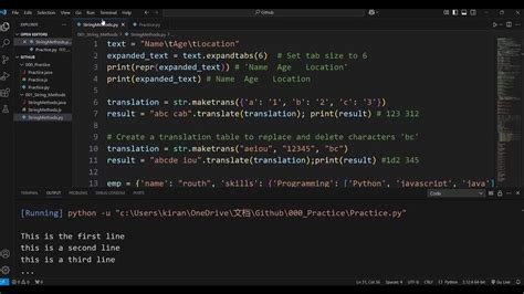 comments maketrans translate repr expandtabs python programming
